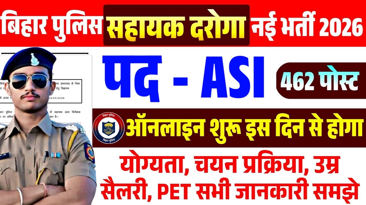 Bihar Police ASI Operation Recruitment 2026: नई भर्ती ऑनलाइन आवेदन ...
